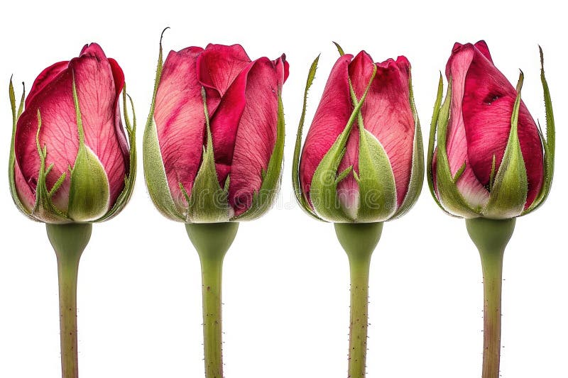 Four Roses are Shown in a Row, with Their Stems Sticking Out of the ...