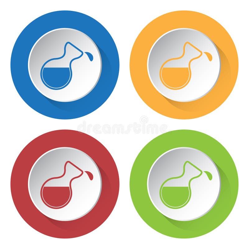 Four Round Color Icons, Flask with a Drop Stock Vector - Illustration ...