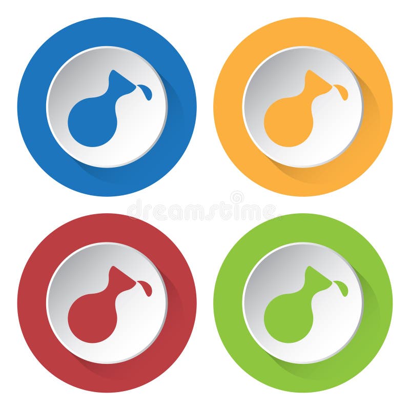 Four Round Color Icons, Flask with a Drop Stock Vector - Illustration ...