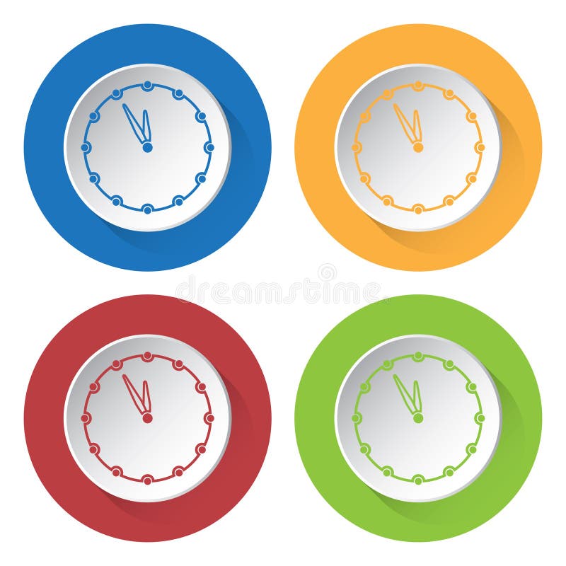 Four Round Color Icons, Last Minute Clock Stock Vector - Illustration ...