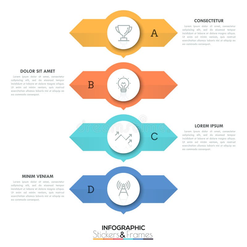 Four Round Elements Placed One Above Other with Two Arrows Pointing in ...