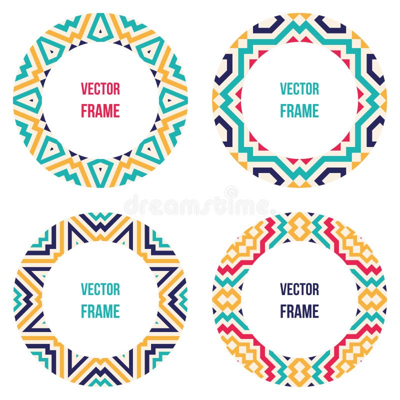 Four Round Frames with Abstract Geometric Patterns Stock Vector ...