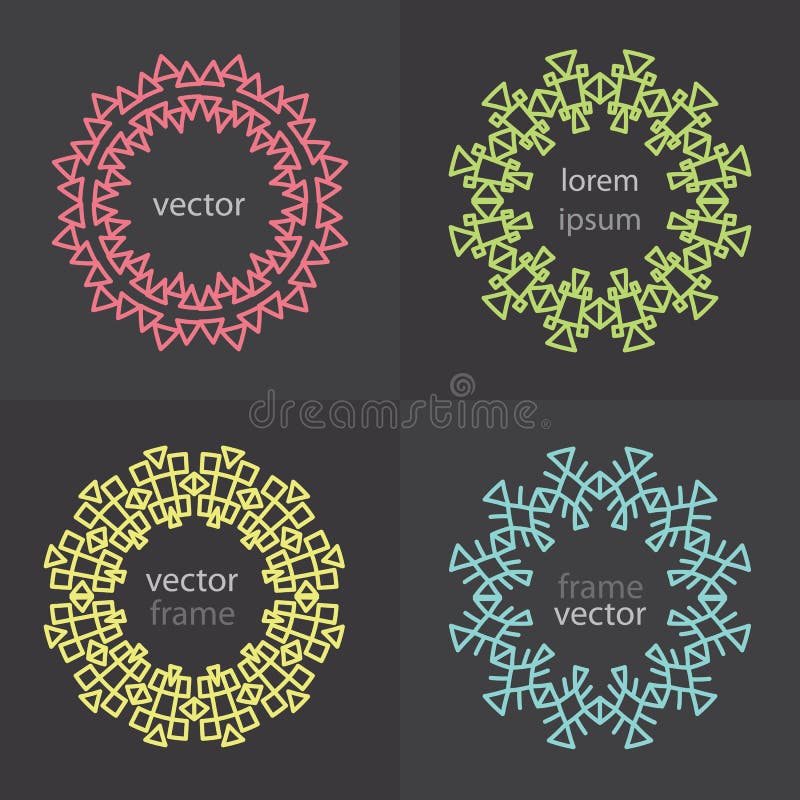 Four Round Geometric Frame. Templates for Text Formatting Stock Vector ...