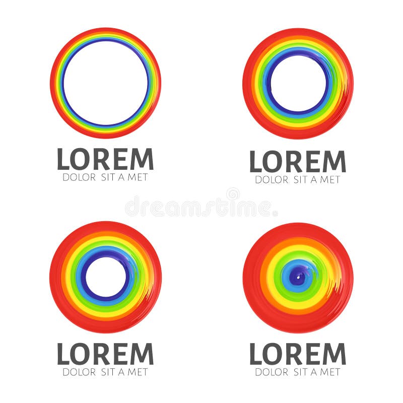 Four round rainbows icons stock illustration. Illustration of brush ...