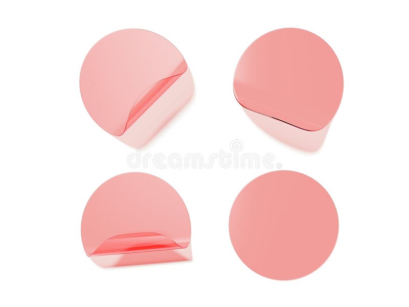 Four Round Transparent Stickers. 3d Rendering Stock Illustration ...