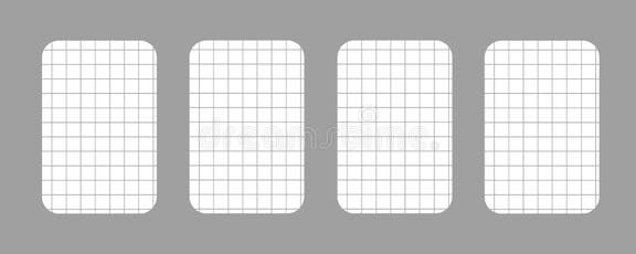 Four Rounded Rectangle Grid Pattern Set with White Background on Grey ...