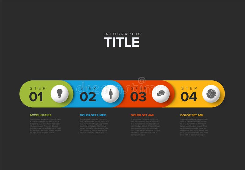 Four Rounded Steps Elements Template with Stripes and Spheres Stock ...