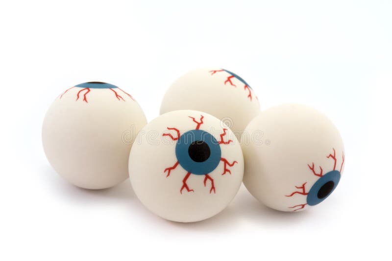 Four Rubber Toy Eyeballs Isolated on White Stock Image - Image of ...