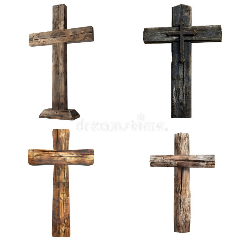 Four Rustic Wooden Crosses stock illustration. Illustration of cross ...