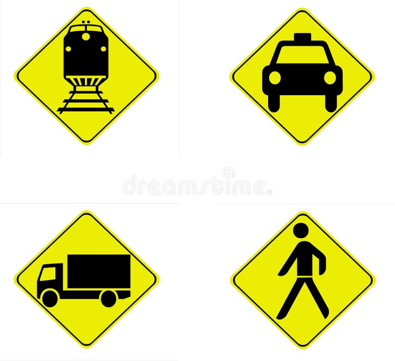 Four safety traffic signs stock illustration. Illustration of danger ...