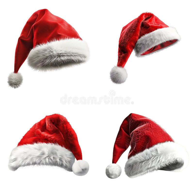 Four Santa Hats in Different Angles Stock Illustration - Illustration ...