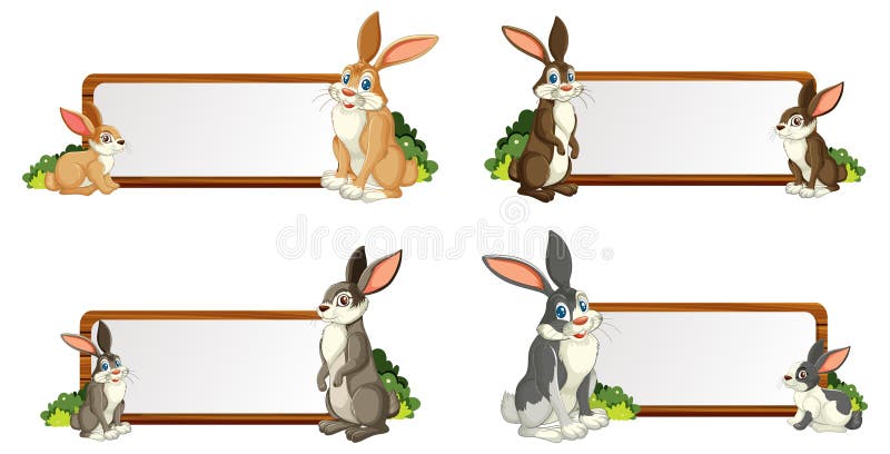 Rabbits with Decorative Banners Stock Vector - Illustration of ...