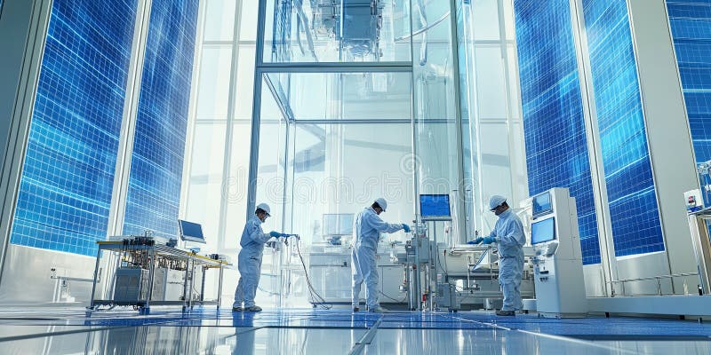 Four Scientists in White Lab Coats Working in a Modern Laboratory with ...