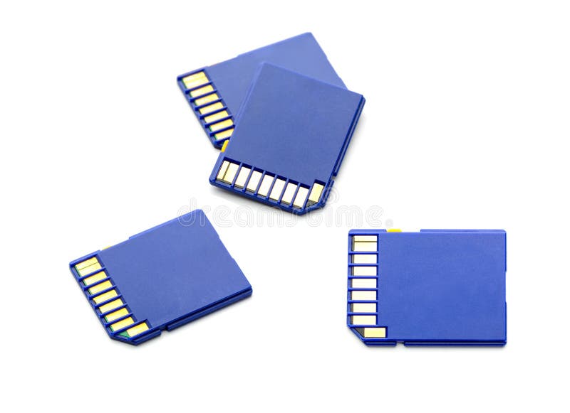Four Sd Memory Cards On White Stock Photo - Image of background ...