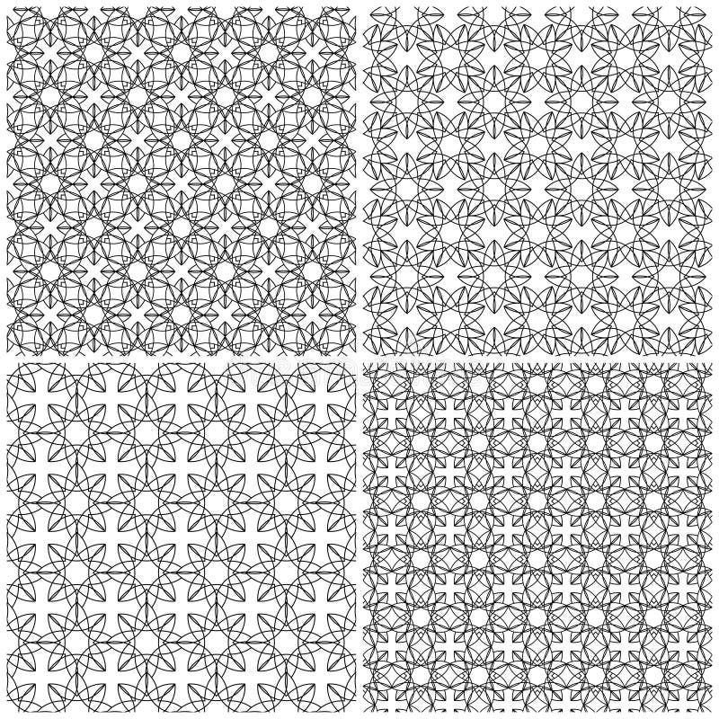 Four Seamless Abstract Mesh Patterns Stock Vector - Illustration of ...