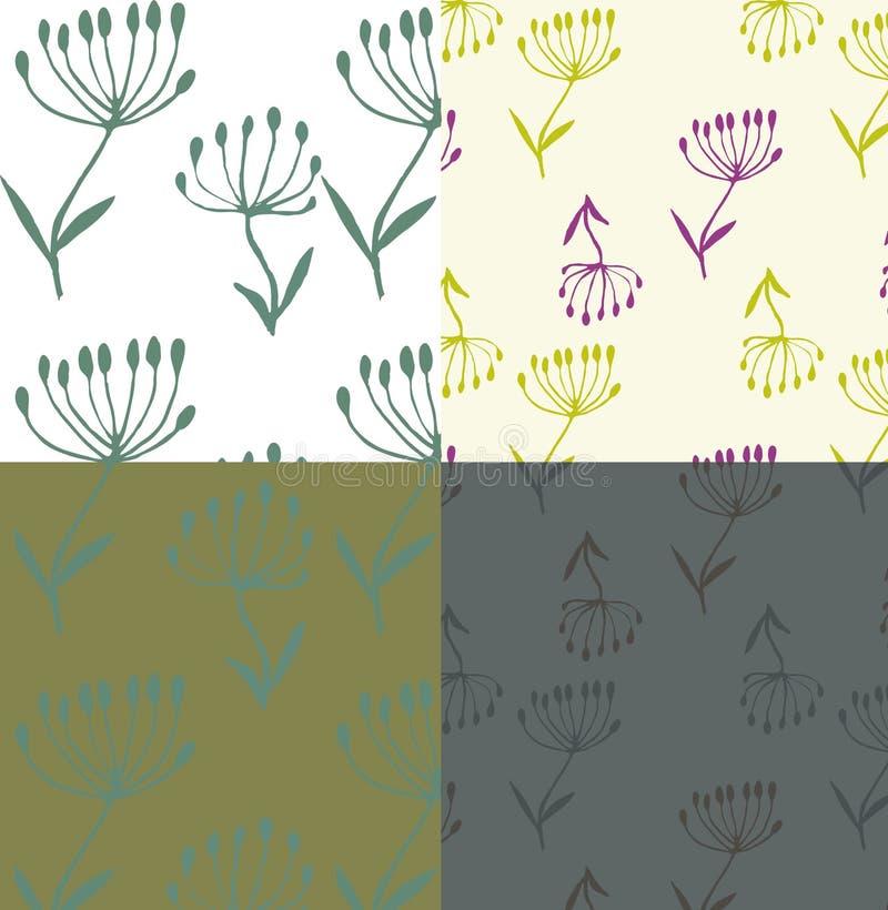 Four Seamless Botanical Patterns Nature Stock Illustration ...