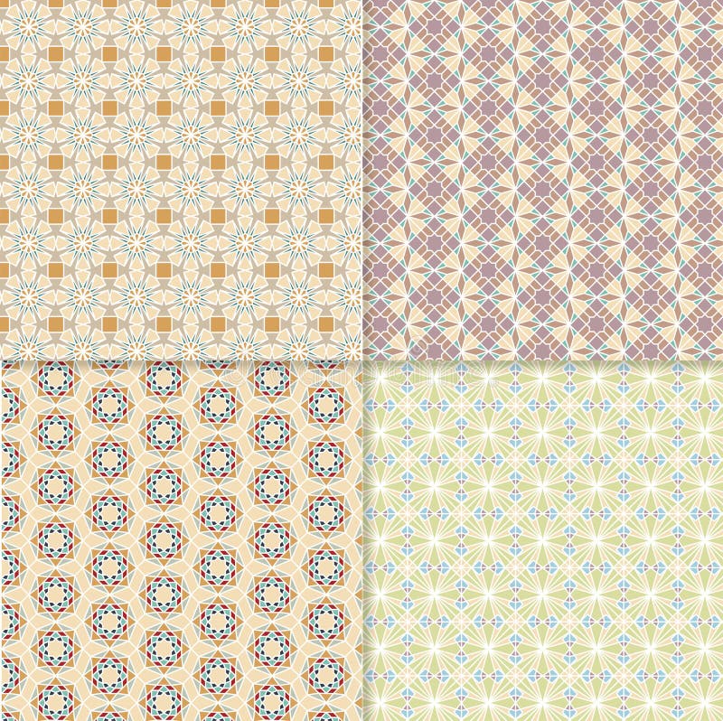 Four Seamless Color Block Patterns, Background Stock Illustration ...