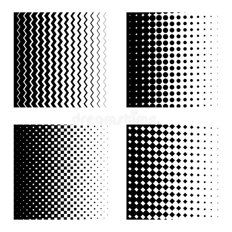 Four Seamless Geometric Halftones Stock Vector - Illustration of shape ...