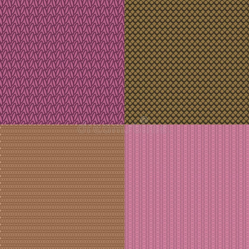Four Seamless Pattern with Knitted and Fabric Elements. Stock Vector ...