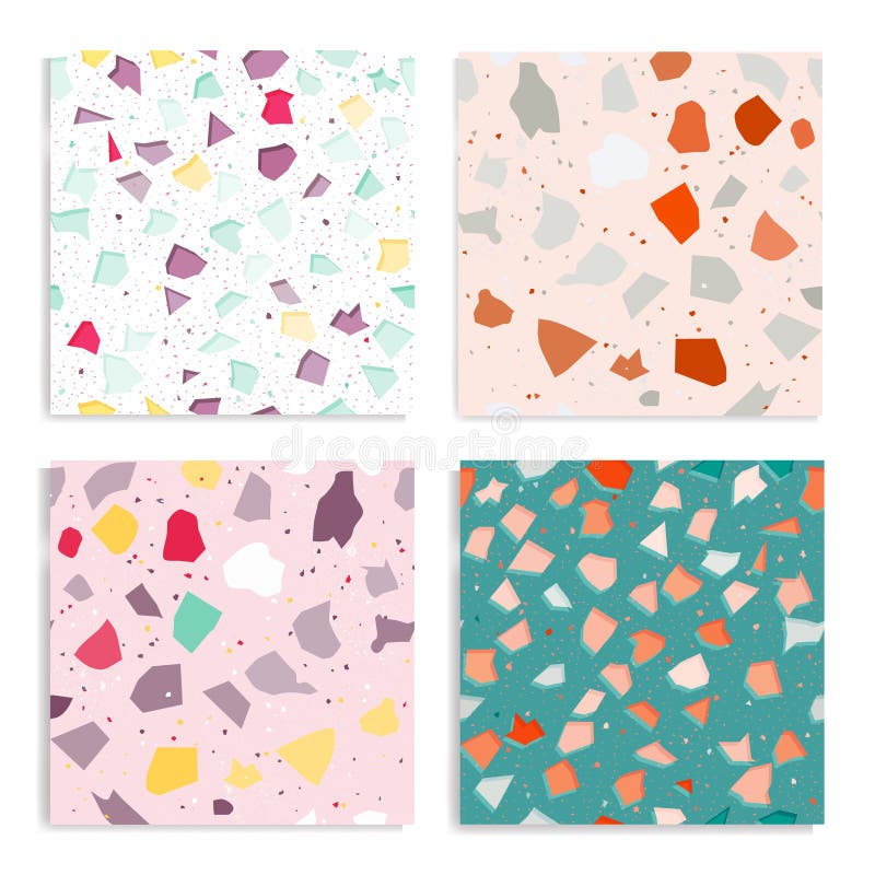 Set of Four Terrazzo Seamless Patterns. Modern Pattern Collection ... Set of Four Terrazzo Seamless Patterns. Modern Pattern Collection ...