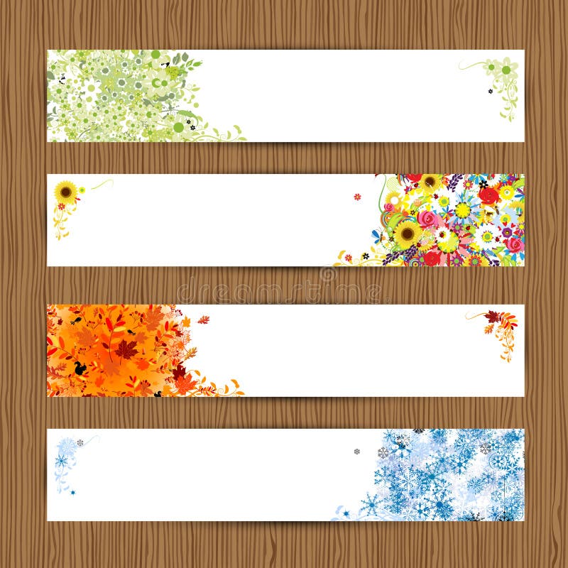 Four season frames stock vector. Illustration of bush - 25164187