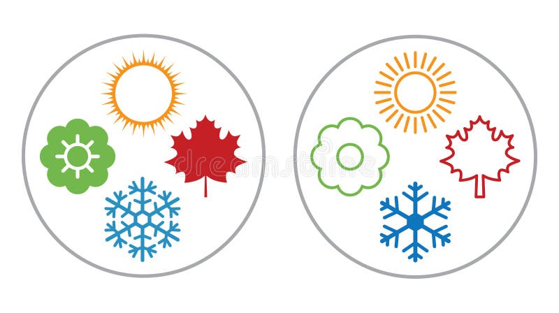 Four season icon set stock vector. Illustration of green - 266220747