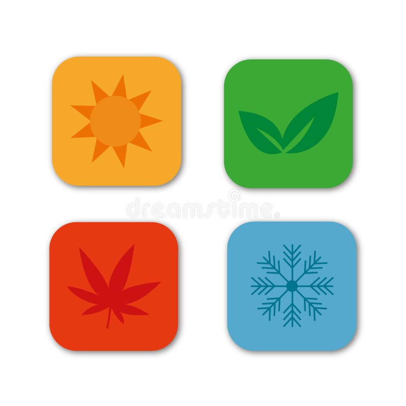 Four Season Icon Set of Vector Stock Vector - Illustration of spring ...
