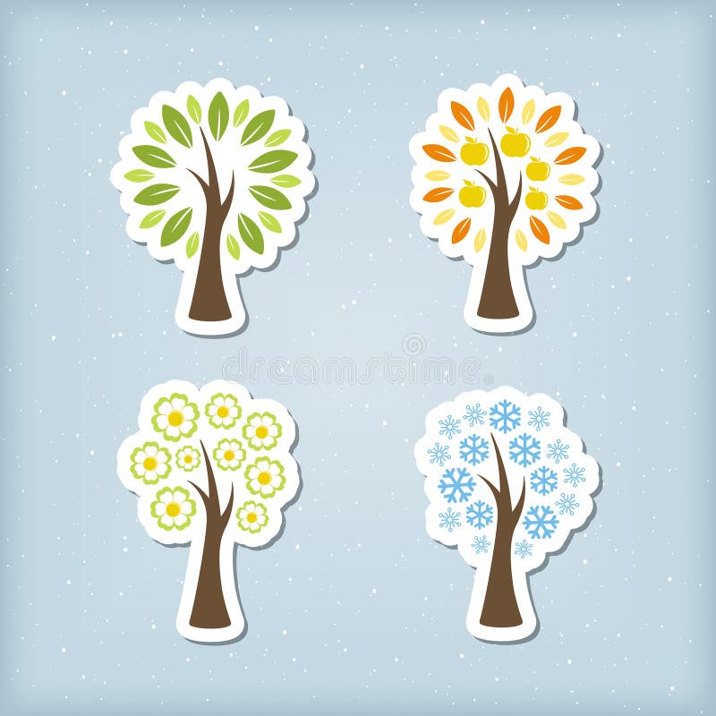 Trees of Four Seasons / Vector Stock Vector - Illustration of floral ...