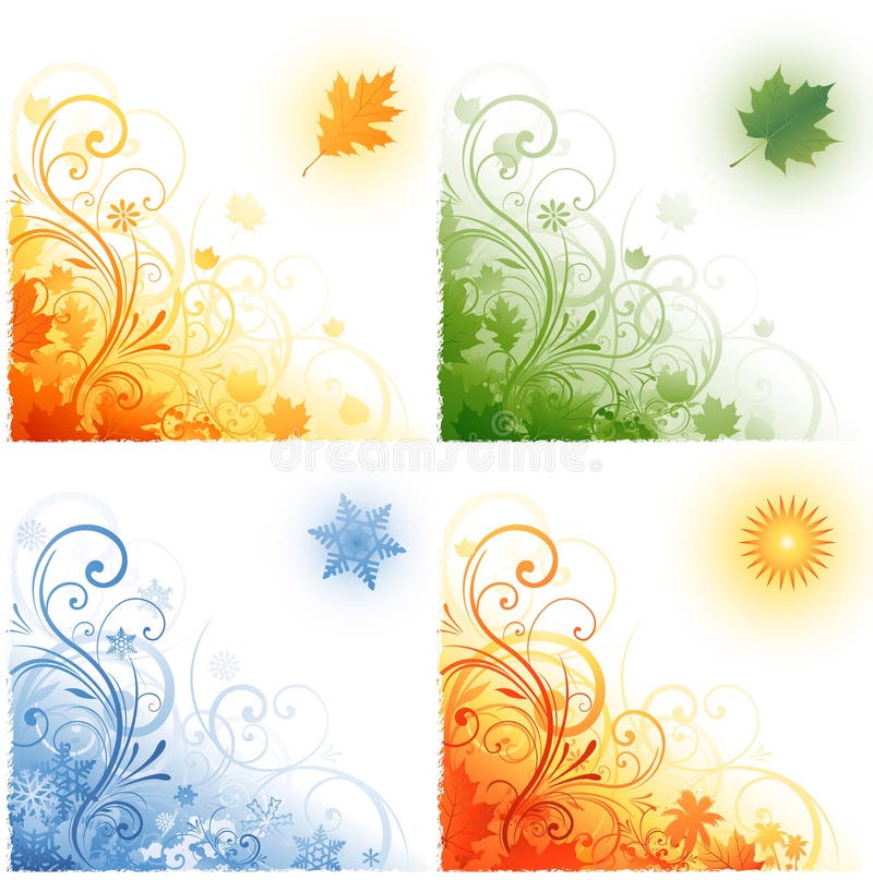 Four season vector stock vector. Illustration of elements - 7035700