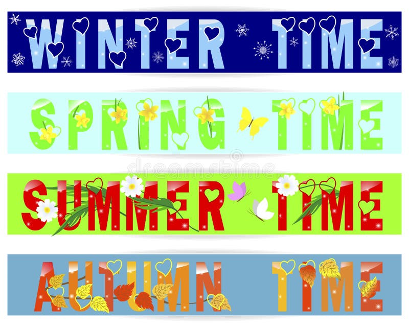 Four seasons-banners. stock vector. Illustration of camomile - 24084121