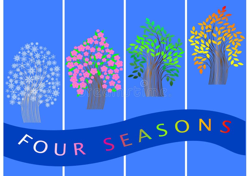 Four Seasons Banners. Trees. Vector. Stock Vector - Illustration of ...