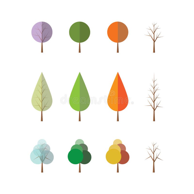 Four Seasons - Different Tree Designs Stock Vector - Illustration of ...
