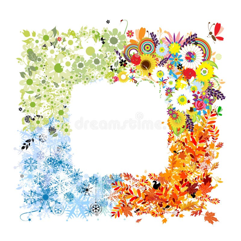 Four seasons frame stock vector. Illustration of birds - 25164218