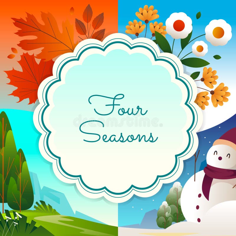 Four Seasons Frame in Gradient Style Stock Illustration - Illustration ...