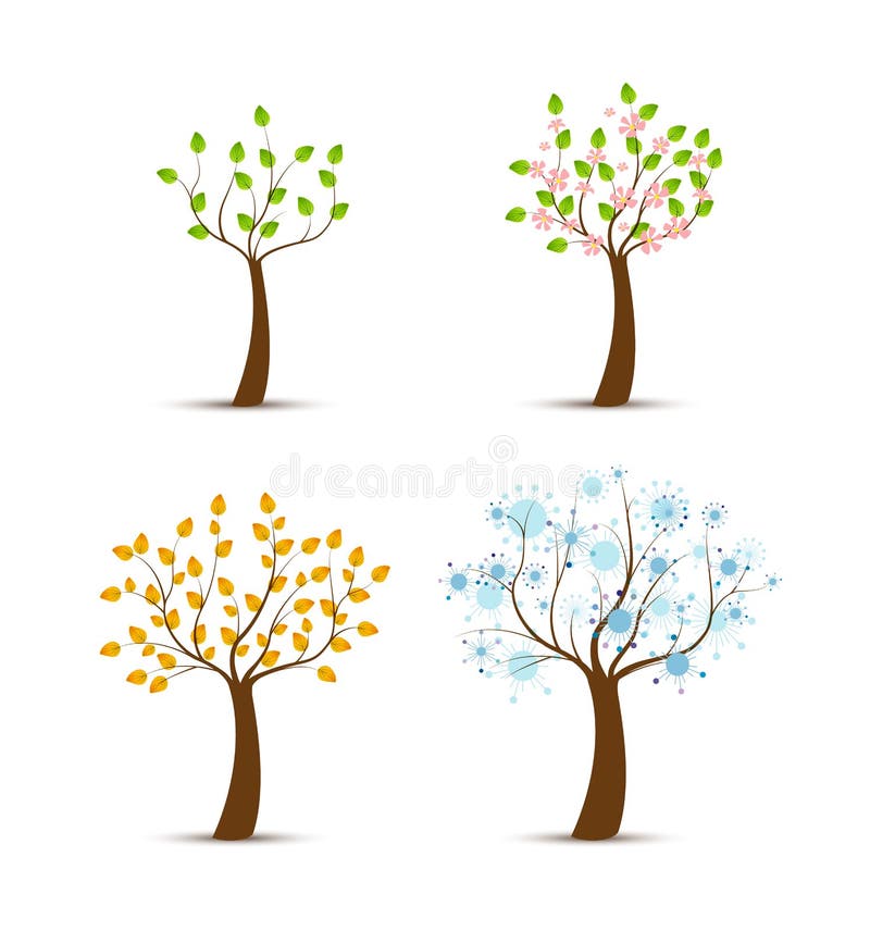Vector Four Seasons of Apple Tree Stock Vector - Illustration of ...