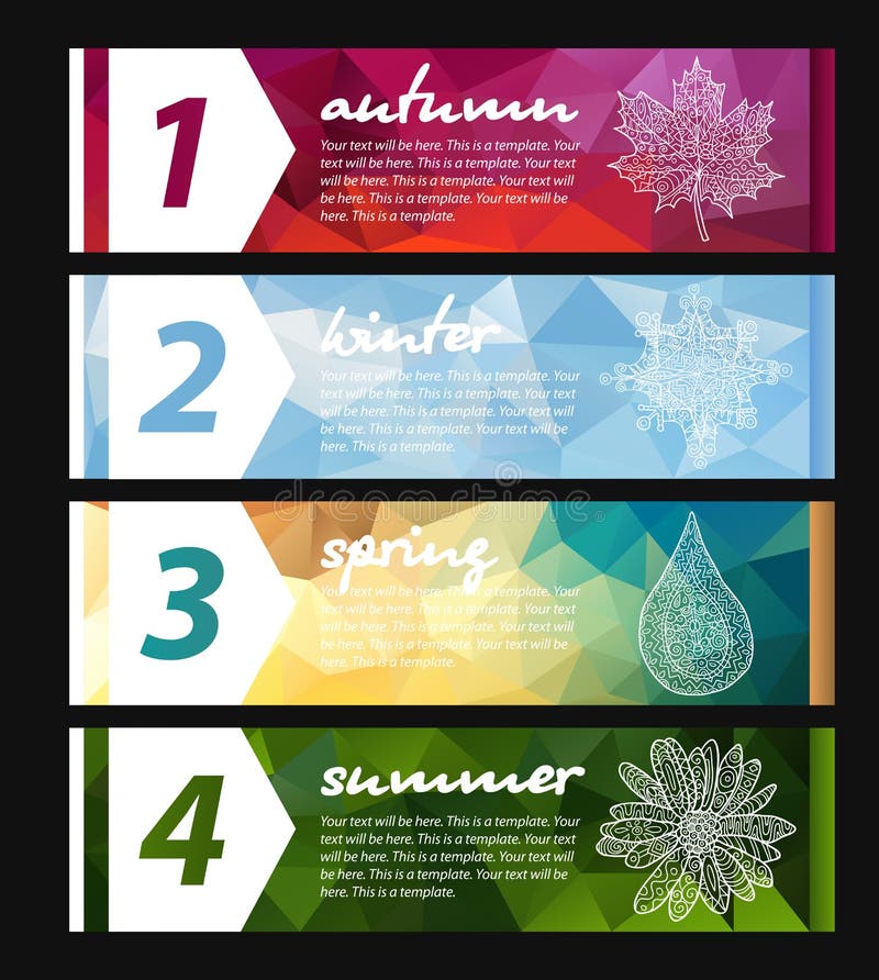 Four Seasons Horizontal Banners. Stock Vector - Illustration of maple ...