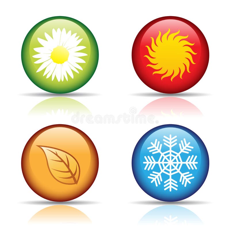 The Four Seasons Icons & Banners Stock Illustration - Illustration of ...