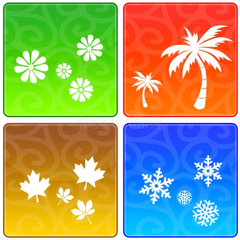 The Four Seasons Icons & Banners Stock Illustration - Illustration of ...