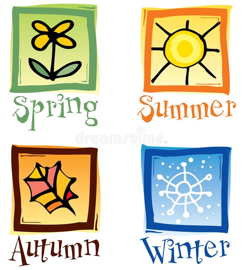 Four Seasons Icons stock illustration. Illustration of cold - 17872734