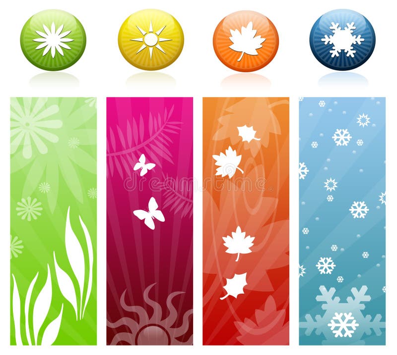 The Four Seasons Icons & Banners Stock Illustration - Illustration of ...