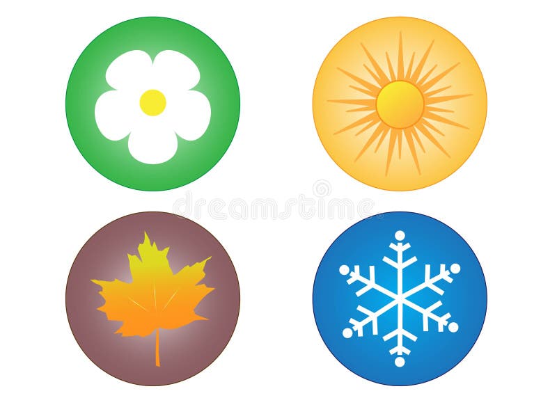 Four seasons icons stock illustration. Illustration of drawing - 55628347