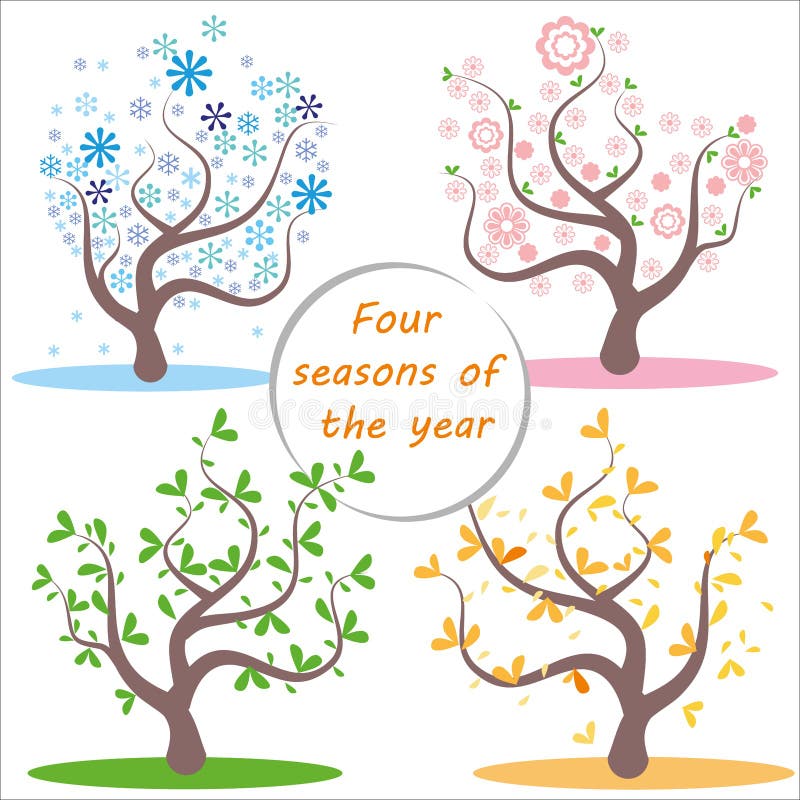 Trees Four Seasons Vector Stock Illustrations – 619 Trees Four Seasons ...