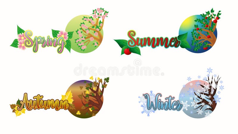 Four Seasons Tree Banner, Vector Stock Vector - Illustration of hills ...