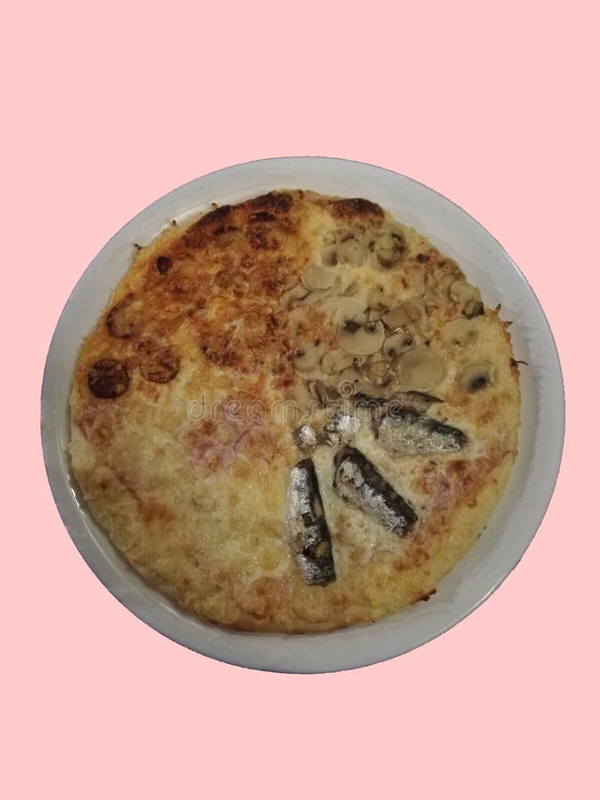 Delicious Four Cheese Pizza with Basil Leaves Stock Image - Image of ...