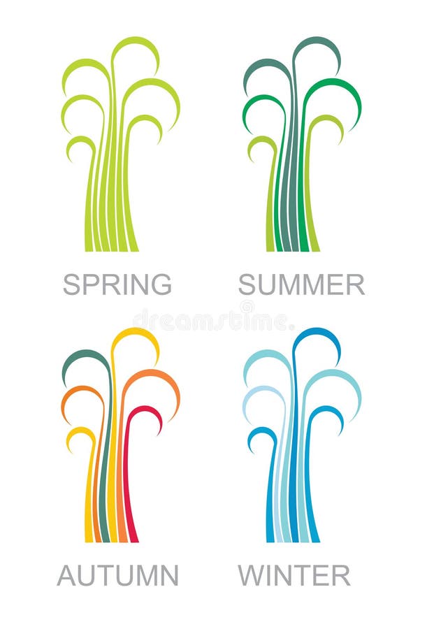 Four Seasons: Spring, Summer, Autumn, Winter. Stock Vector ...