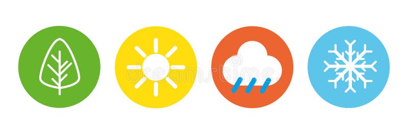 Four Seasons Spring Summer Autumn Winter Nature Icon Set Vector Logo ...