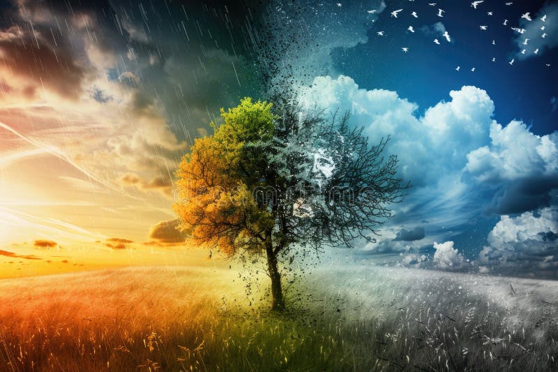 Four Seasons Time-Lapse: Dynamic Tree in Varied Seasonal Climates Stock ...