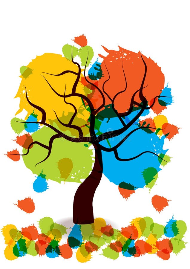 Four seasons tree stock illustration. Illustration of brush - 44837841