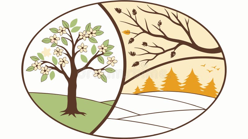 Four Seasons Tree Cycle Nature Growth Change View, Vector Design ...