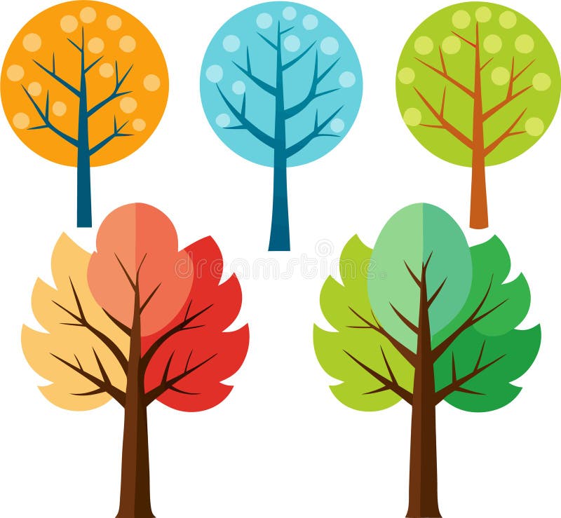 Four Seasons Tree, Tree Illustration, Spring Tree, Summer Tree, Autumn ...